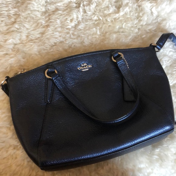 Coach | Bags | Coach Metallic Blue Leather Crossbody | Poshmark